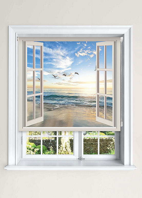 Lister Cartwright Window Beach View Blackout Effect Roller Blind | Freemans