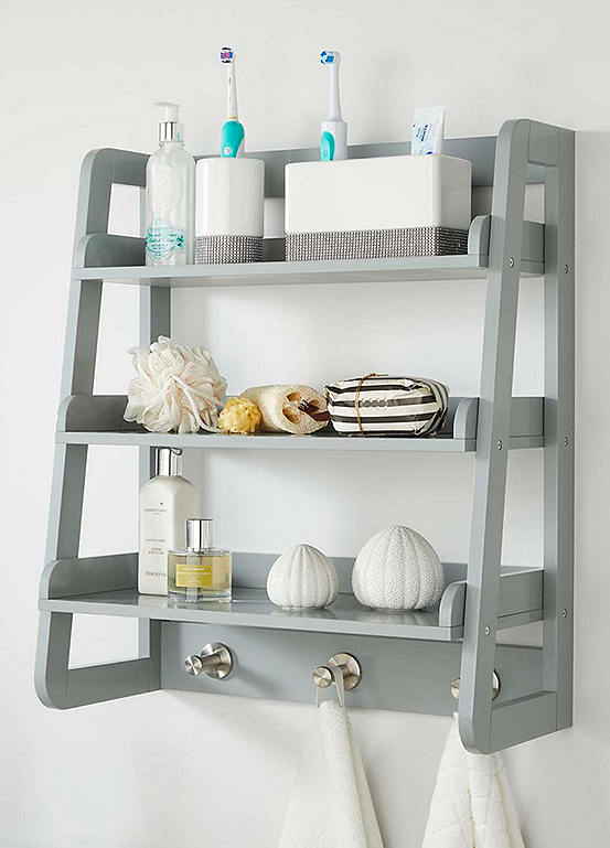 Lloyd Pascal Oregon Wall-Mounted Shelving with Chrome Hooks | Freemans
