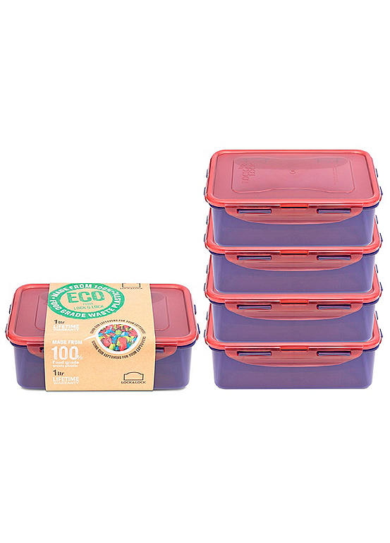 LocknLock Classic Set Of 5 Rectangular Food Storage Containers | Freemans