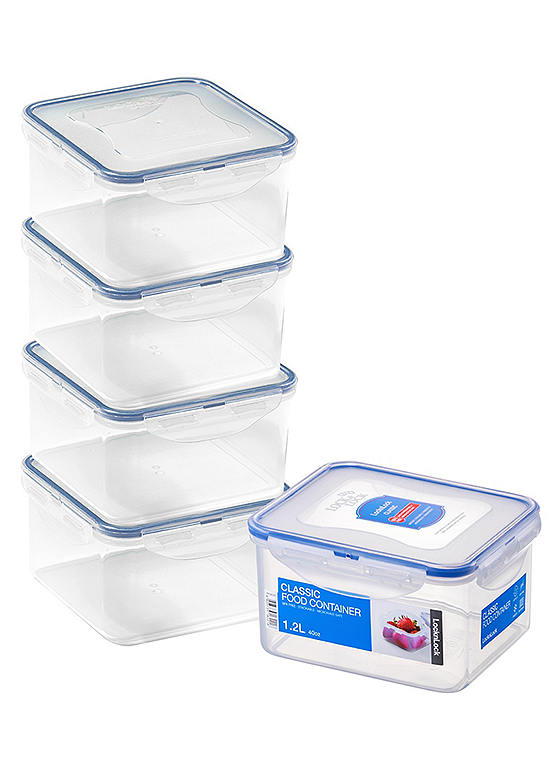 LocknLock Classic Set Of 5 Square Food Storage Containers | Freemans
