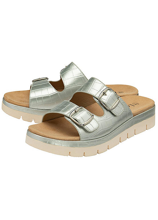 Lotus Silver Croc Linar Sandals | Freemans