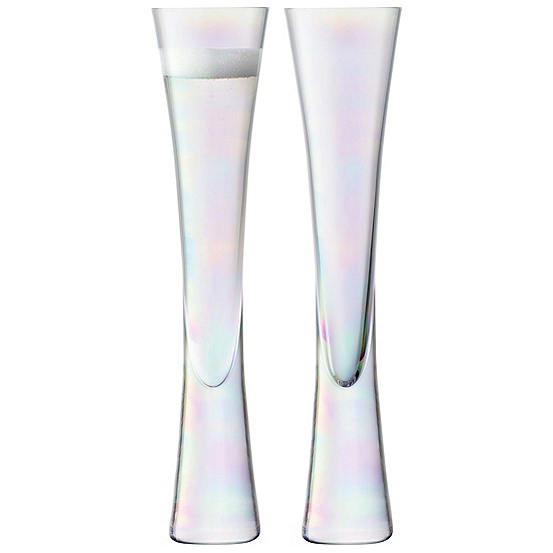 LSA Set of 2 Moya Mother of Pearl Champagne Flute 170ml Glasses | Freemans