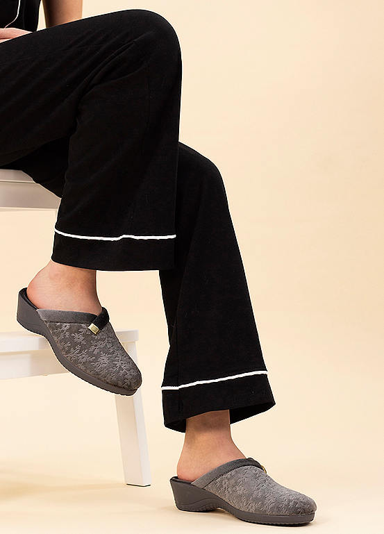 Lunar Amaretto Grey Mule Slippers | Freemans