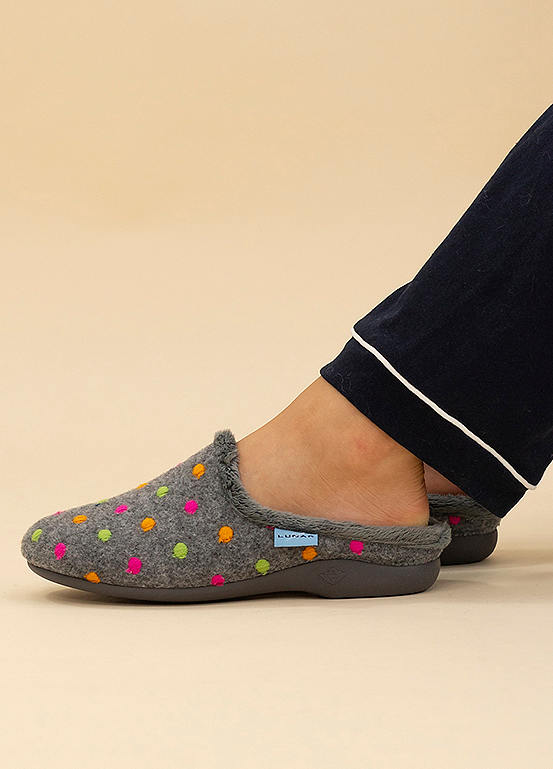 Lunar Peanut Grey Mule Slippers | Freemans