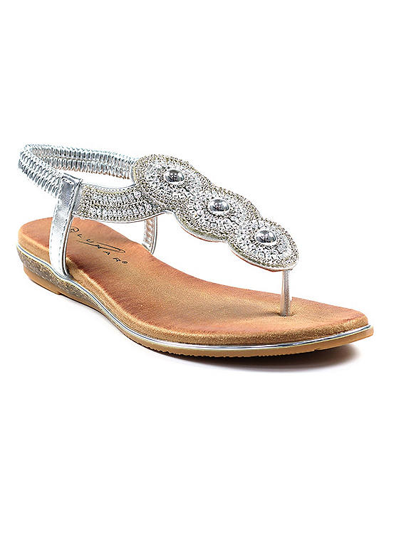 Lunar Silvia Silver Summer Toe Post Sandals | Freemans