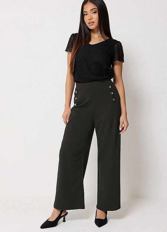 M&Co Petite Military Button Trousers | Freemans