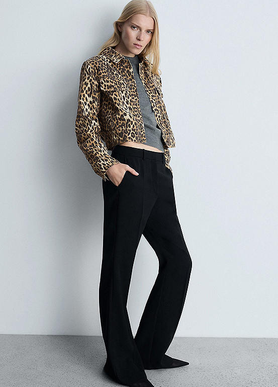 Mango Leo Leopard Print Denim Jacket | Freemans