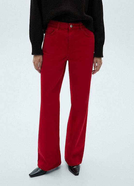 Mango Leo Red Straight Leg Jeans | Freemans