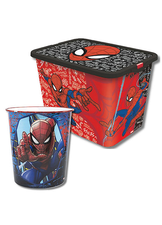 Marvel Spiderman 23L Storage Box And Waste Bin Set | Freemans