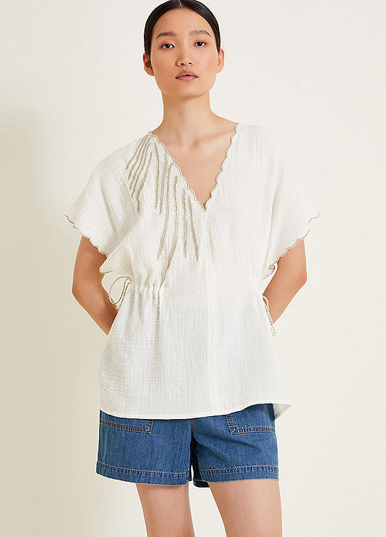Monsoon Cali Embroidered Leaf Top | Freemans
