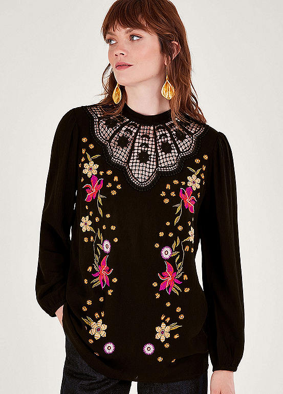 Monsoon Cutwork Floral Embroidered Top | Freemans