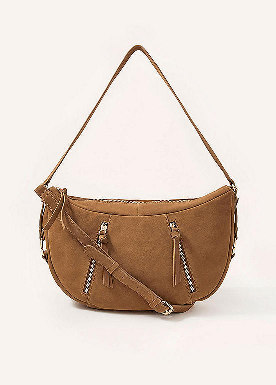 Monsoon Dana Zip Suede Shoulder Bag | Freemans