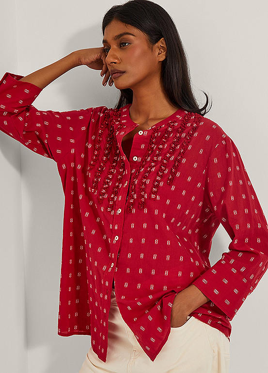 Monsoon Poppy Ruffle Print Blouse | Freemans