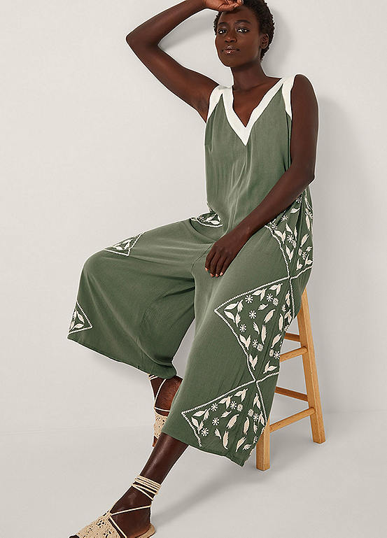 Monsoon Rhea Embroidered Culotte Romper | Freemans