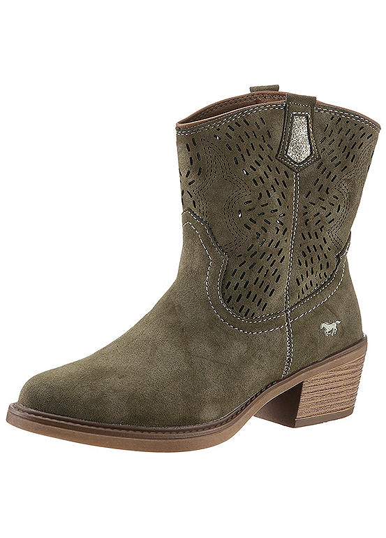 Mustang Western Block Heel Ankle Boots | Freemans