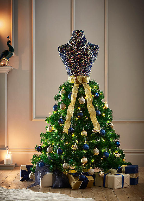 Navy Blue & Sequin Mannequin Christmas Tree | Freemans