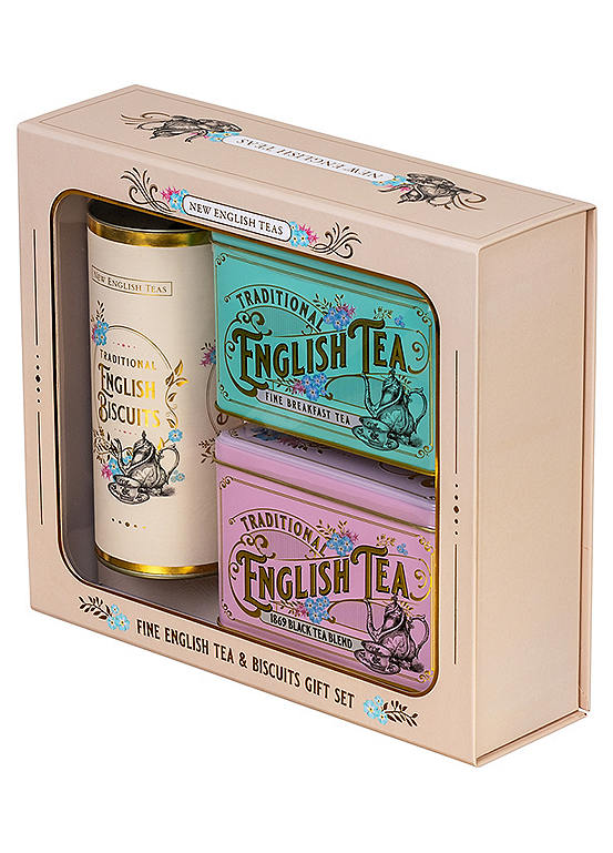 New English Teas Luxury Tea & Biscuits Gift Set | Freemans