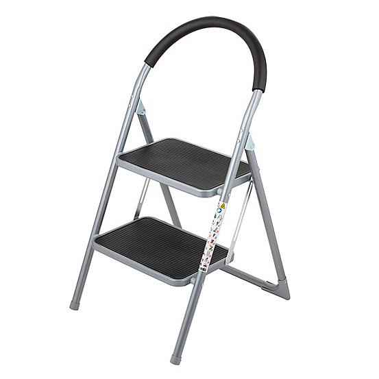 Our House Wide Rubber Tread Steel 2 Tier Step Ladder | Freemans