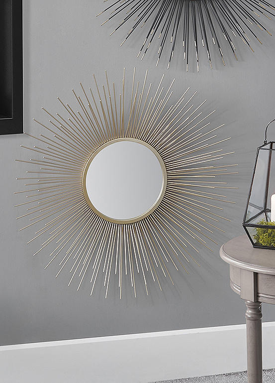 Pacific Gold Metal Starburst Round Wall Mirror | Freemans