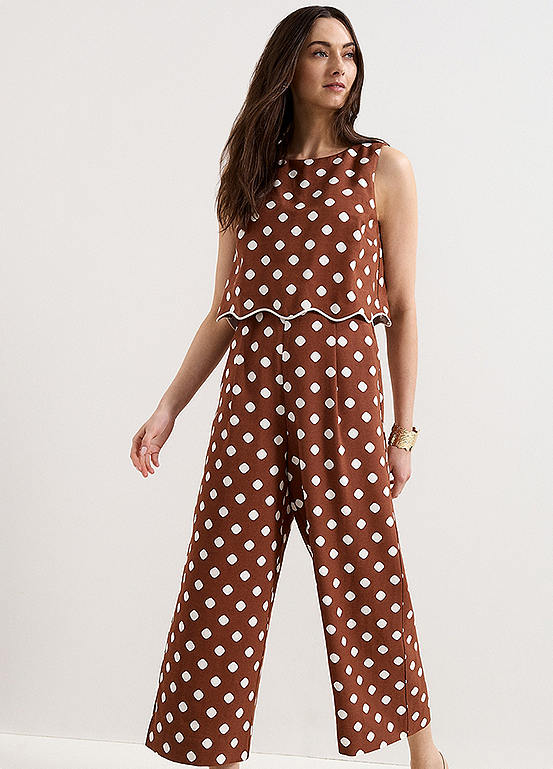 Phase Eight Alia Tan Spot Jumpsuit | Freemans