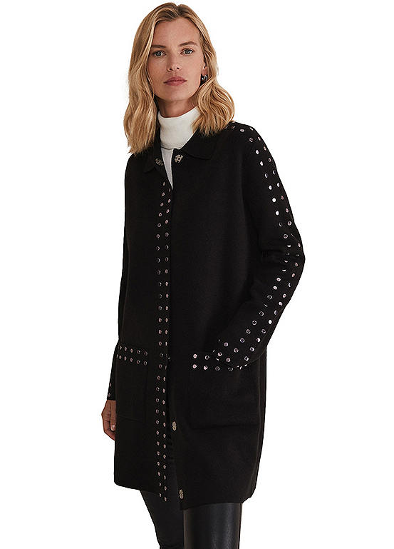 Phase Eight Cassidy Black Knitted Coat | Freemans