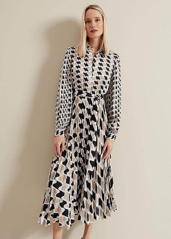 Phase Eight Lyric Geo Pleated Midi Dress | Freemans