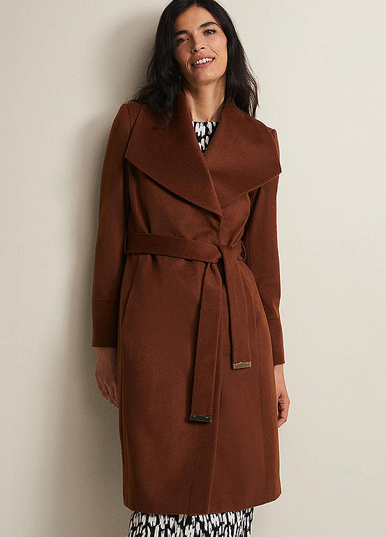 Phase Eight Nicci Tan Wool Belted Coat | Freemans