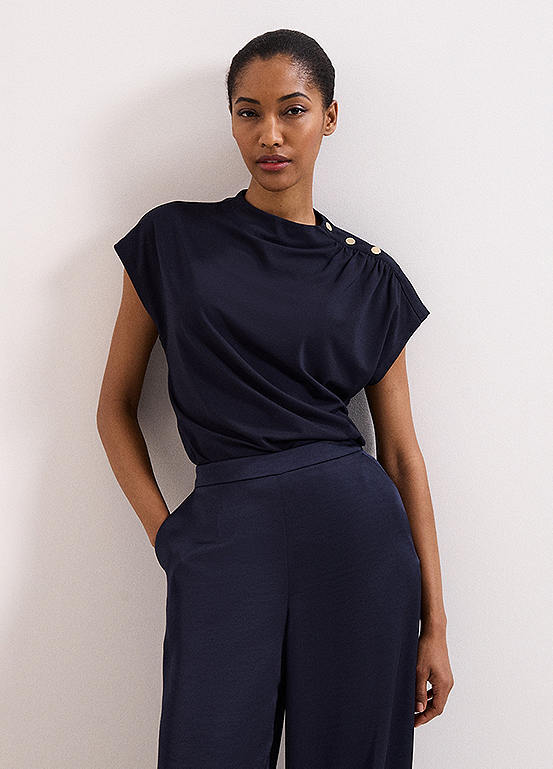 Phase Eight Paige Ponte Gold Button Top | Freemans