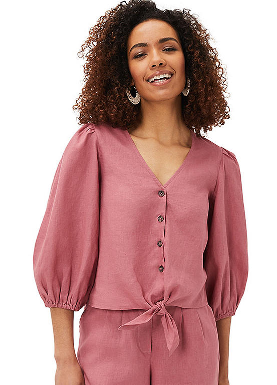 Phase Eight Raven Linen Tie Front Blouse | Freemans