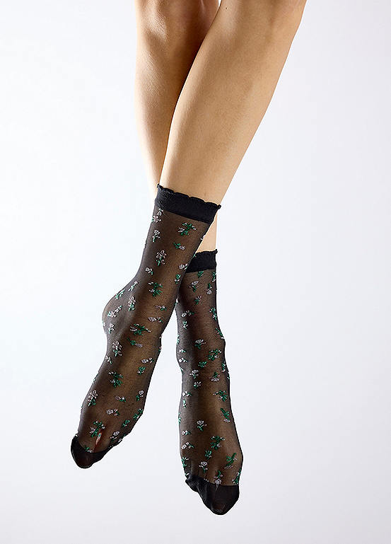 Pretty Polly Floral Pattern Sheer Socks | Freemans