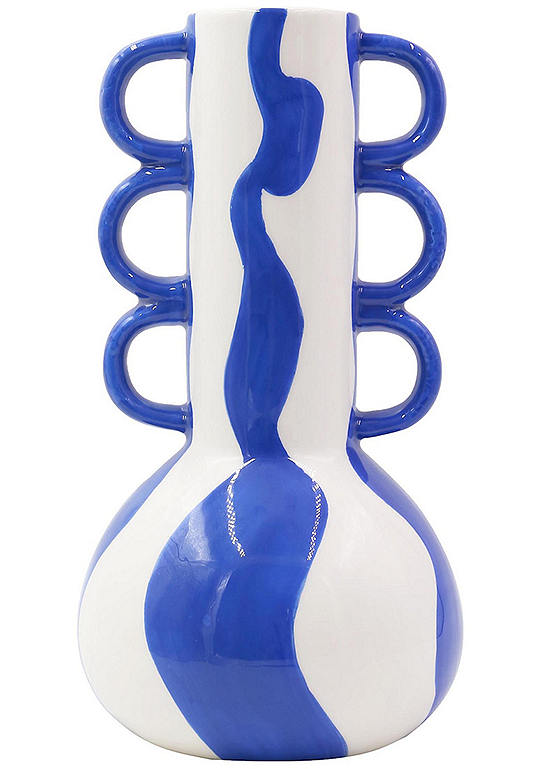 Que Rico Handpainted Tomas Bold & Blue Ceramic Vase | Freemans