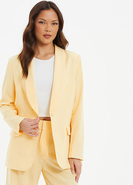 Quiz Yellow Linen Look Blazer | Freemans