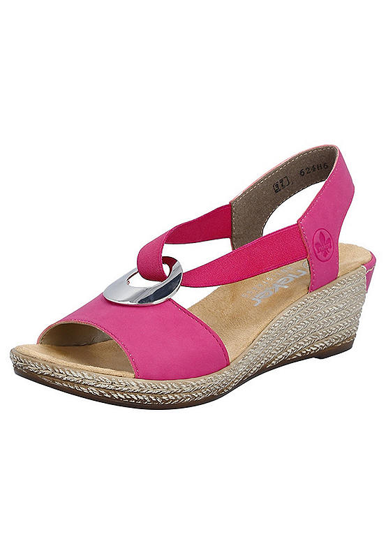Rieker 624H6 Ladies Pink Elasticated Sandals | Freemans