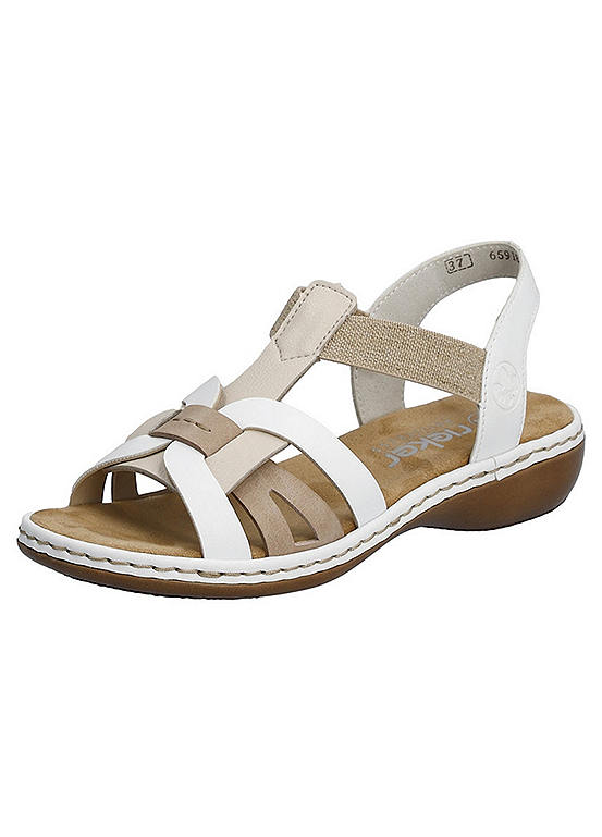 Rieker 65918 Ladies White Elasticated Sandals | Freemans