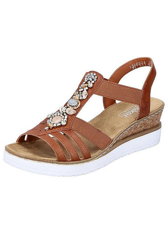 Rieker Gemstone Embellished Wedge Sandals | Freemans
