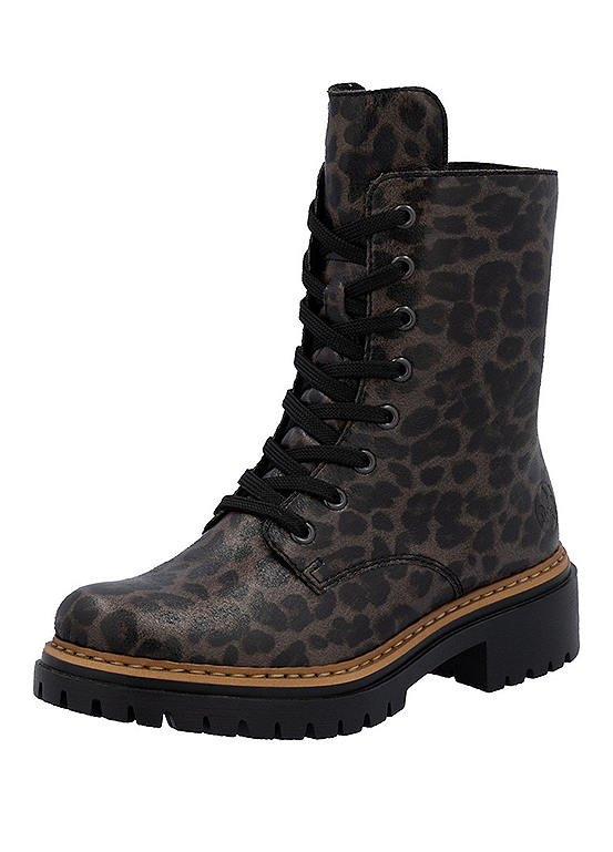 Rieker Leopard Print Lace-Up Boots | Freemans