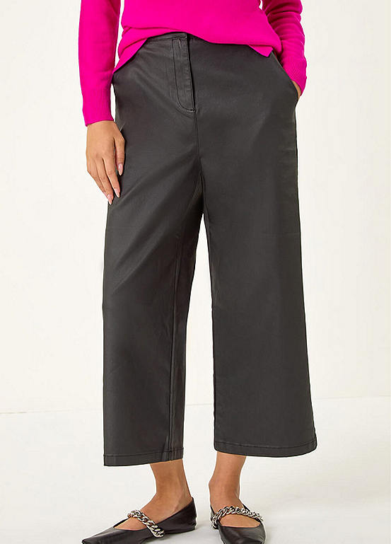 Roman Coated Wide Leg Cropped Trousers | Freemans