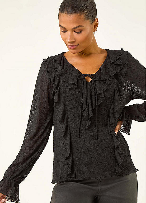 Roman Lace Ruffle Front Top | Freemans