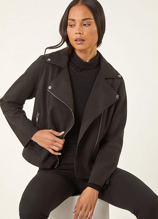 Roman Petite Faux Suede Biker Jacket | Freemans