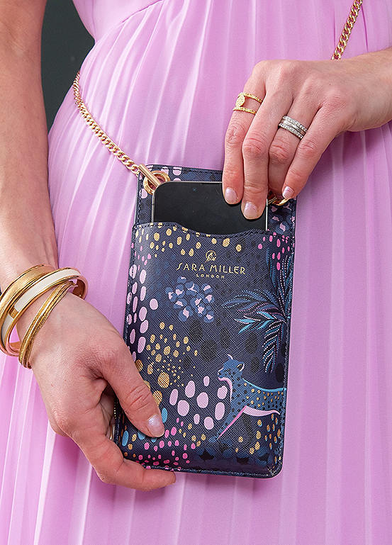 Sara Miller Midnight Leopard Phone Pochette | Freemans
