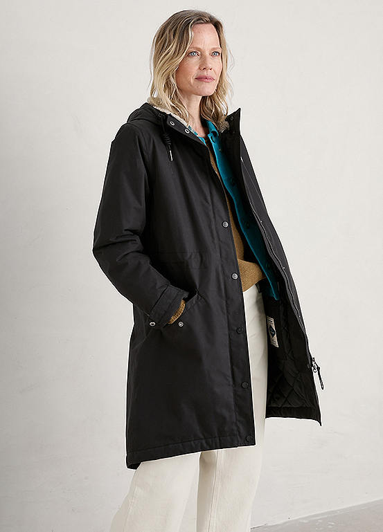 Seasalt Cornwall Black Plant Hunter Waterproof Coat | Freemans