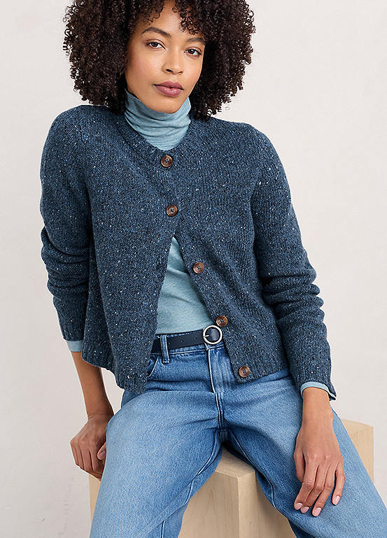 Seasalt Cornwall Blue Dawson Pick Merino Cardigan | Freemans
