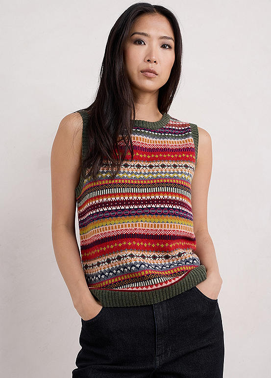 Seasalt Cornwall Multi Percella Cove Fair Isle Knitted Vest | Freemans