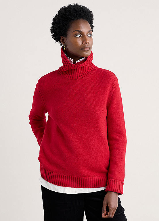 Seasalt Cornwall Red Braque Lambswool Blend Roll Neck Jumper | Freemans
