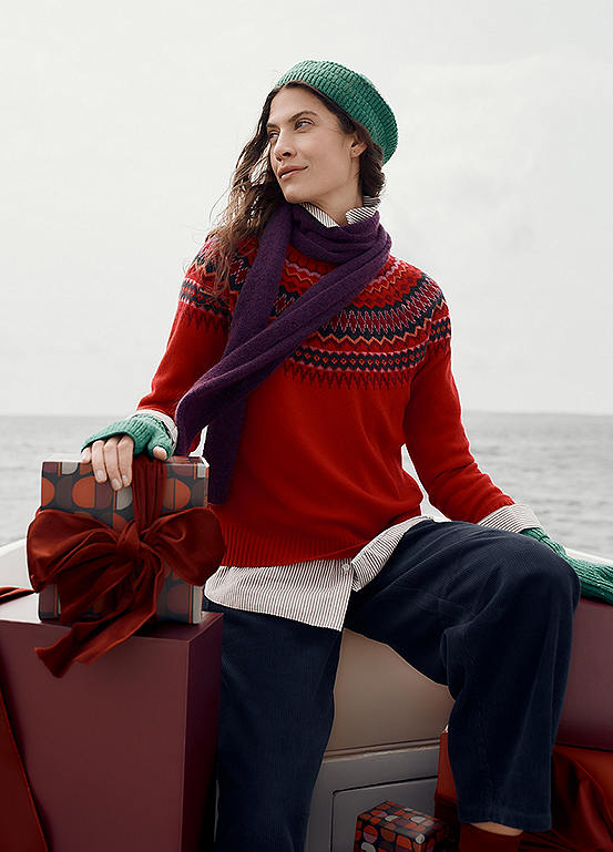 Seasalt Cornwall Red Gurnard’s Head Fair Isle Jumper | Freemans