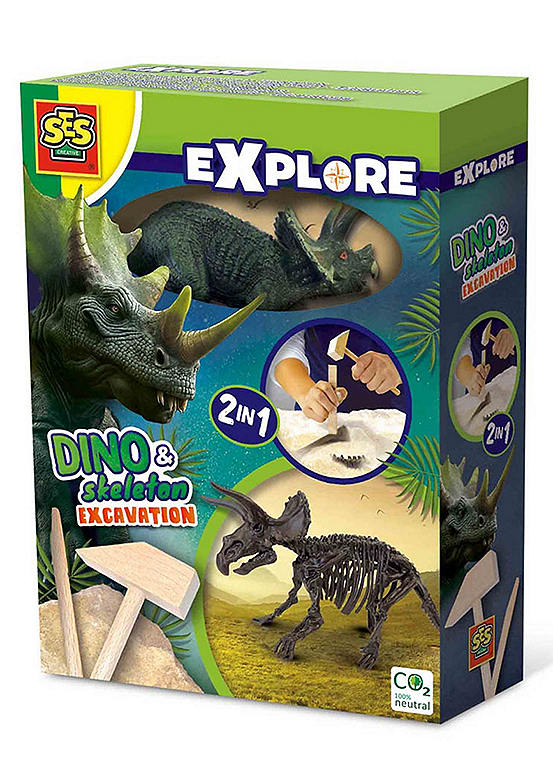 SES Creative Explore Triceratops Dino And Skeleton Excavation 2-In-1 ...