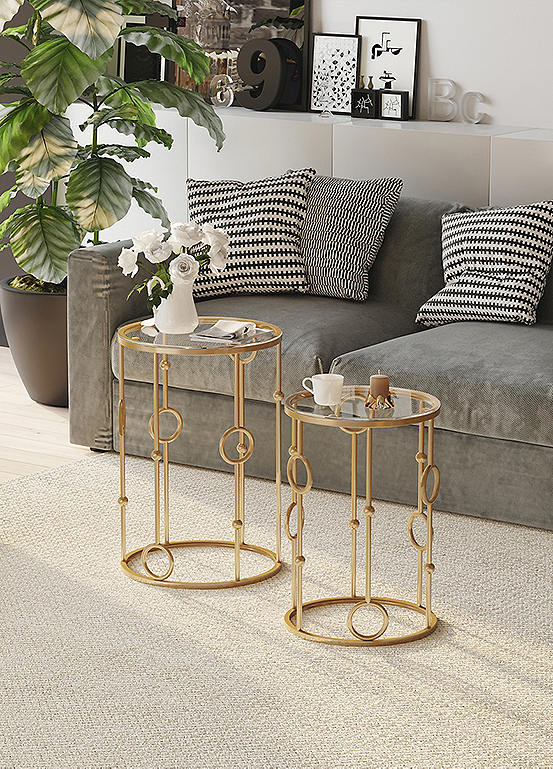 Set of 2 Gold Nesting Side Tables | Freemans