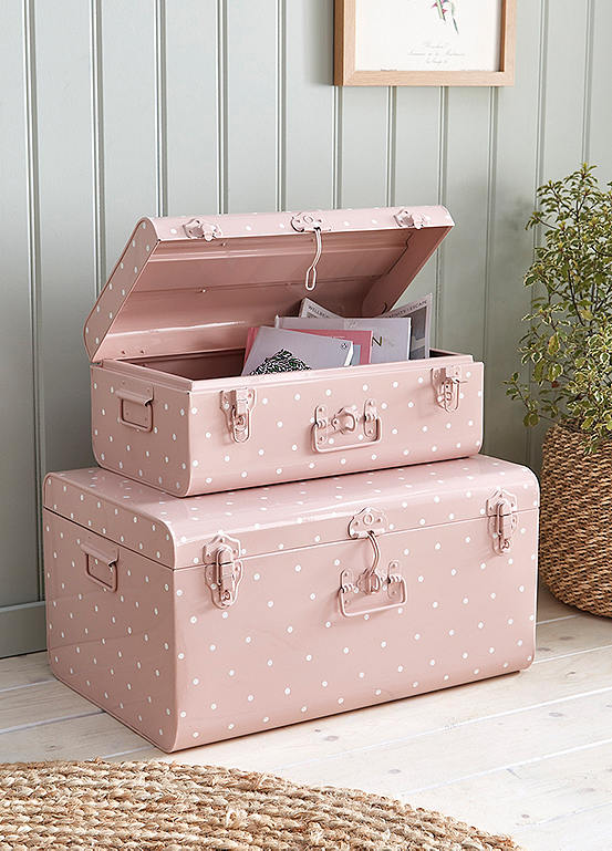 Set of 2 Polka Dot Storage Trunks | Freemans