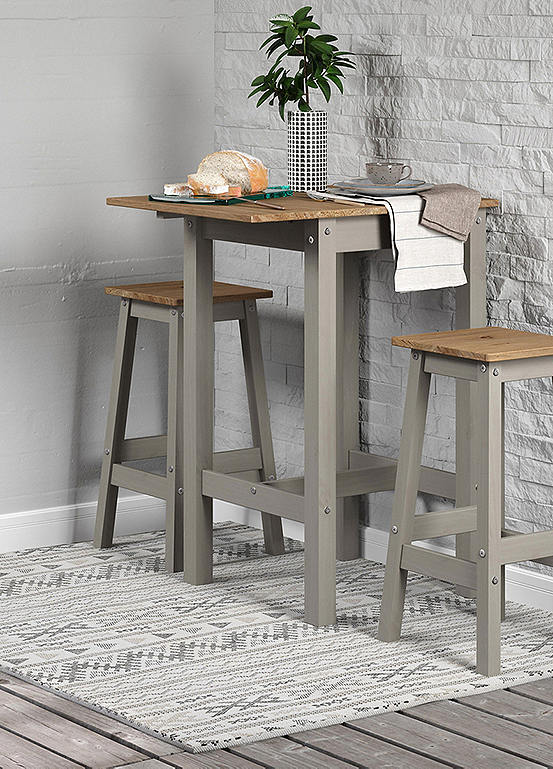 Sierra Drop Leaf Breakfast Table & 2 High Stools Set | Freemans