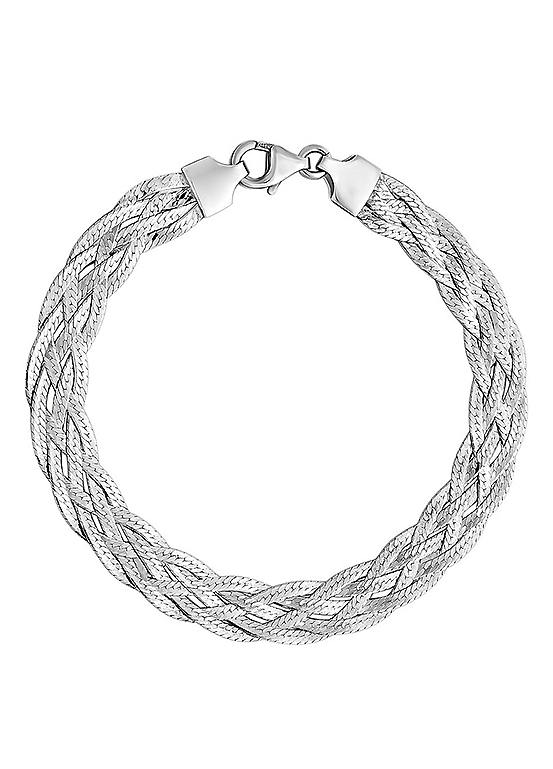 Simply Silver Recycled Sterling Silver 925 Herringbone Braided Bracelet ...